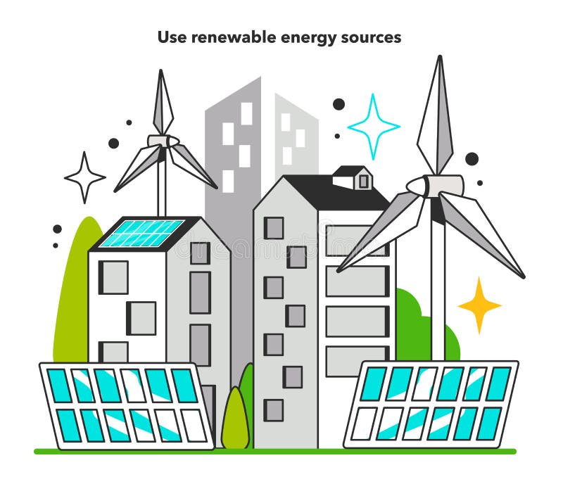 Use Renewable Energy Sources for Energy Efficiency in the City. Stock ...