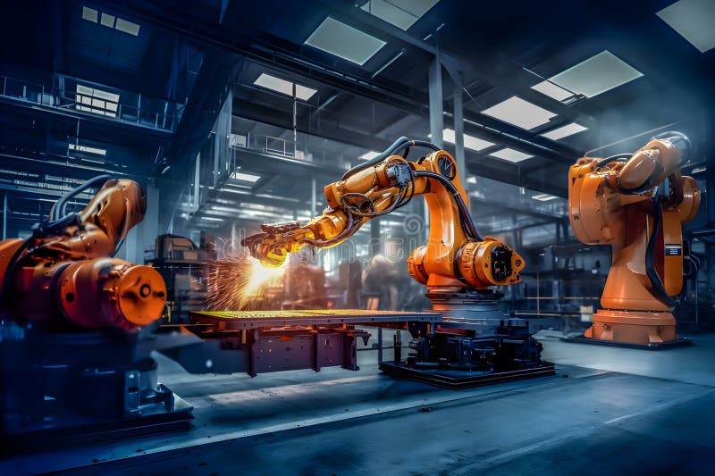 Factories that Use Robotic Power, AI Generative Stock Illustration ...