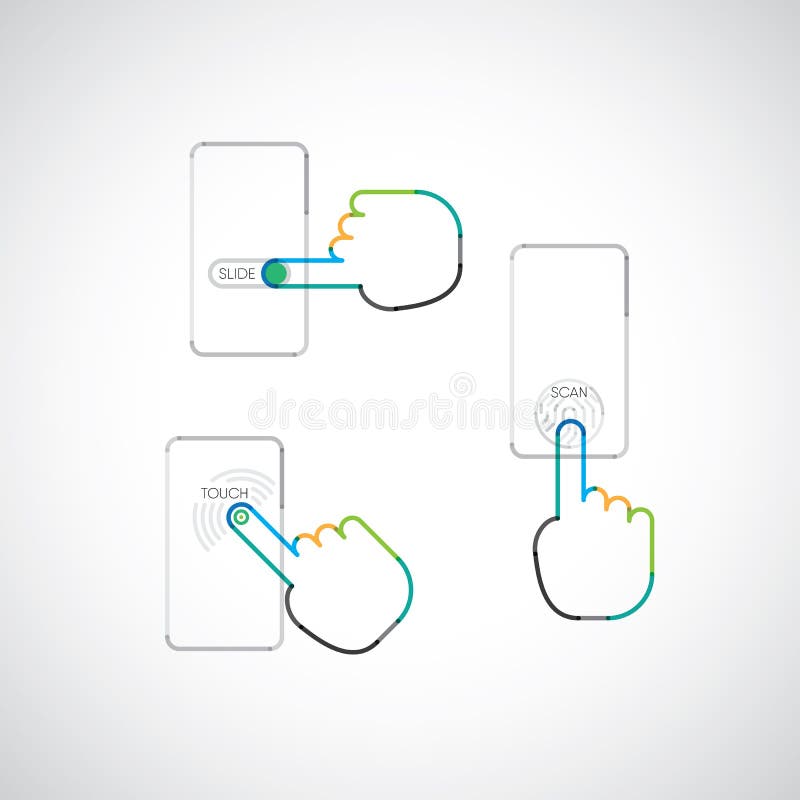 Use the Smart Phone with Finger on Touch Screen Stock Vector ...