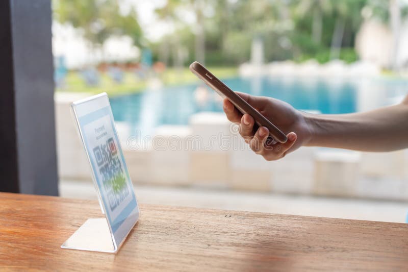 Use Smartphone To Scan QR Code for Order Menu in Cafe Restaurant with a ...