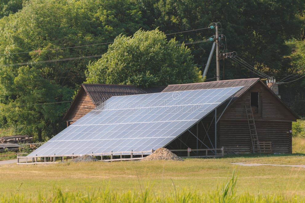Use of Solar Panels in the Countryside Stock Photo - Image of systems ...