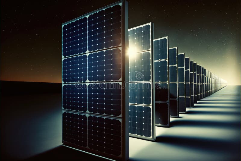 The Use of Solar Panels in Space. Alternative Energy Stock Illustration ...