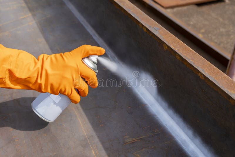 Use Spray White Contrast on the Welded Surface Stock Photo - Image of ...