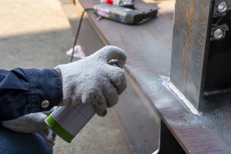 Use Spray White Contrast on the Welded Surface Stock Photo - Image of ...