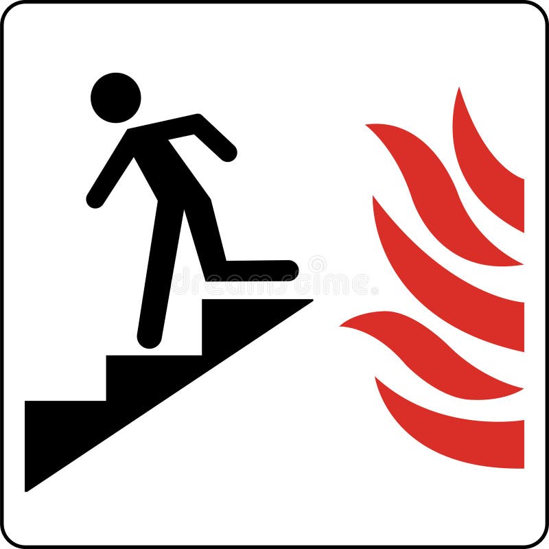 Use Stairs in Case of Fire Sign on White Background Stock Vector ...