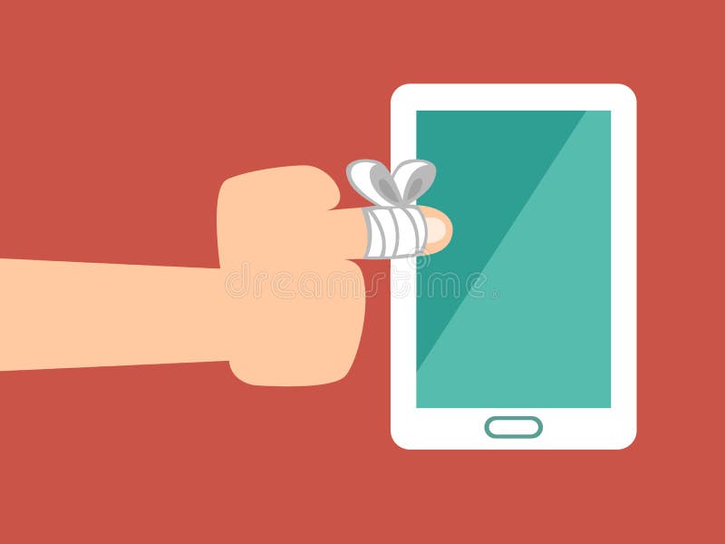 Use Tablet Too Much. Trigger Finger Stock Illustration - Illustration ...