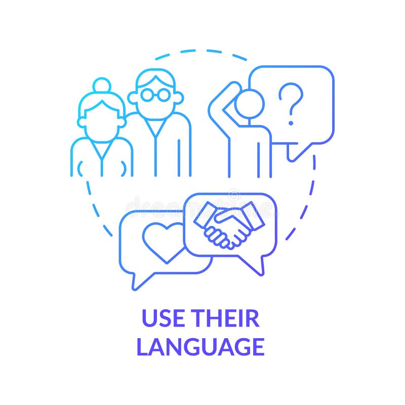 Use Their Language Blue Gradient Concept Icon Stock Illustration ... Use Their Language Blue Gradient Concept Icon Stock Illustration ...