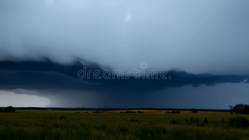 Time-lapse Video of Stormy Clouds Lightning Over Vast Open Green Fields ...