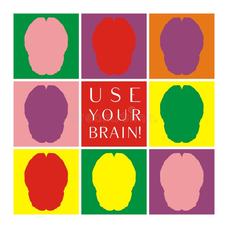 Use Your Brain Colorful Vector Icon Set Stock Vector - Illustration of ...