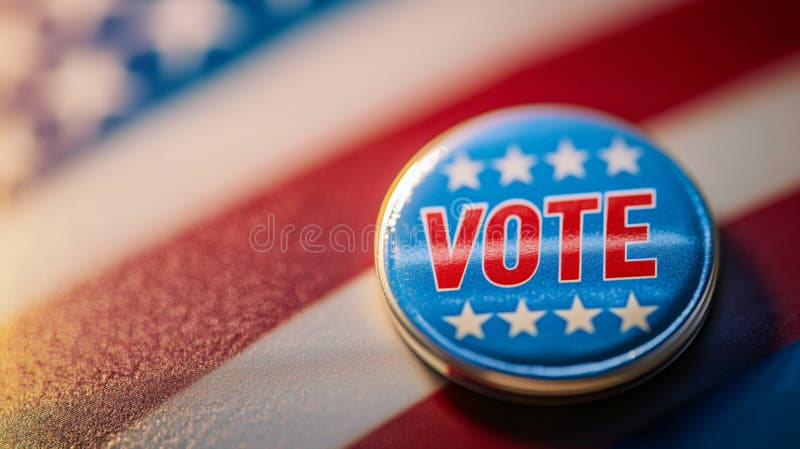 Use Your Vote, Election Pin, American Flag in the Background ...