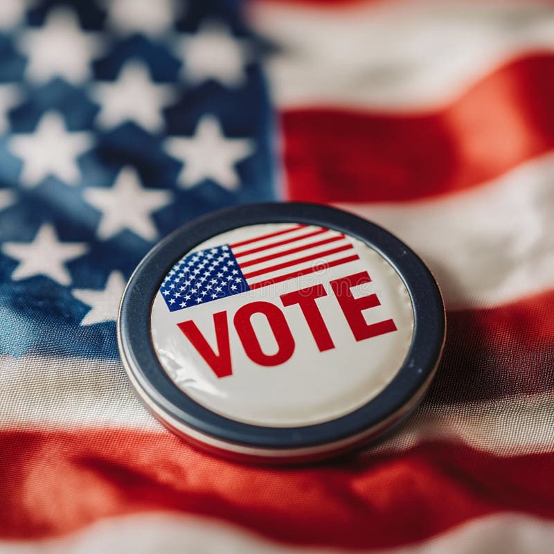 Use Your Vote, Election Pin, American Flag in the Background, Square ...