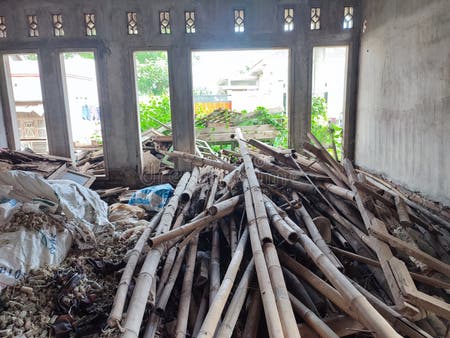 Used Bamboo from a Project in an Empty House Editorial Stock Photo ...