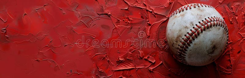 Used Baseball on Red Textured Background Stock Image - Image of game ...