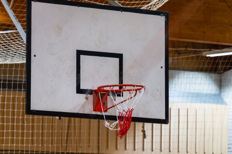 Used Basketball Backboard, Hoop, Net Inside of Basketball Court, Left ...