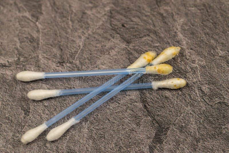 Used Blue Dirty Cotton Swabs with Earwax, Germany Stock Photo - Image ...
