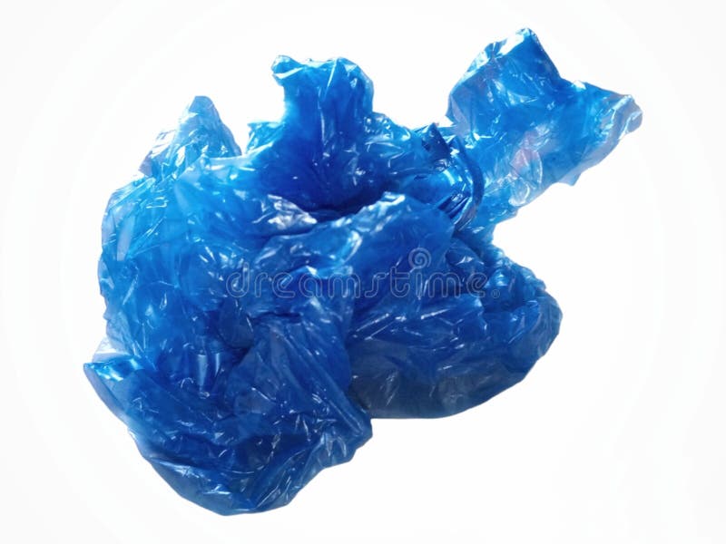 Used Blue Plastic Bag on White Backgroud Stock Image - Image of circle ...
