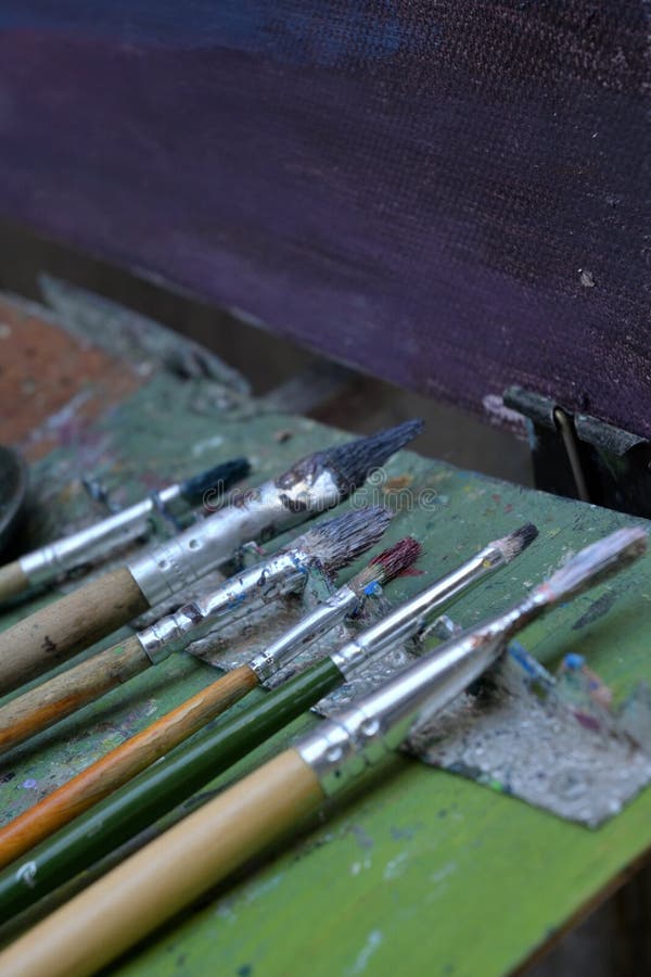 Used Canvas Oil Paint Brush Pen Editorial Stock Photo - Image of ferry ...