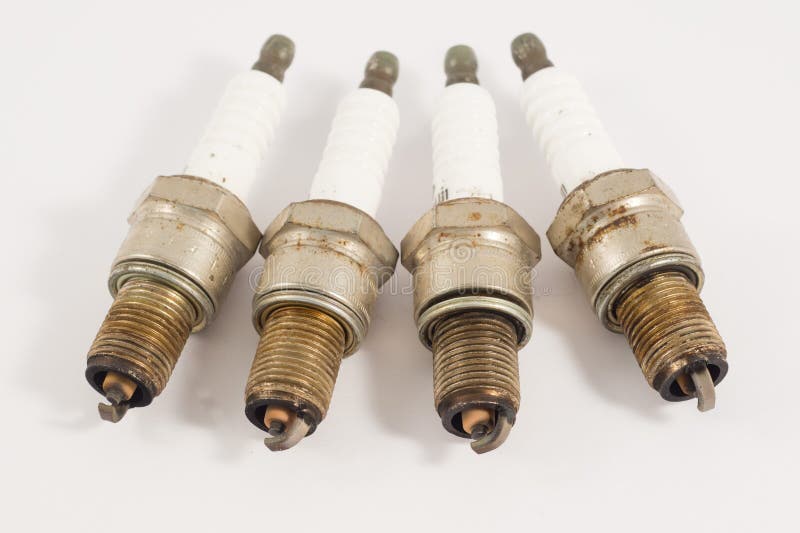 Used Car Spark Plugs. Vehicle Engine Parts. Stock Photo - Image of ...