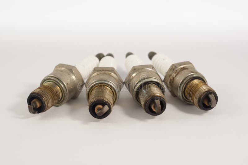 Used Car Spark Plugs. Vehicle Engine Parts Stock Photo - Image of ...