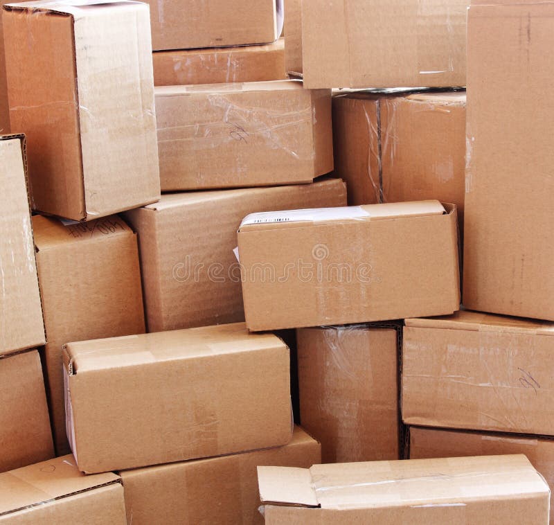 Used Cardboard Boxes. stock image. Image of inventory - 63660303