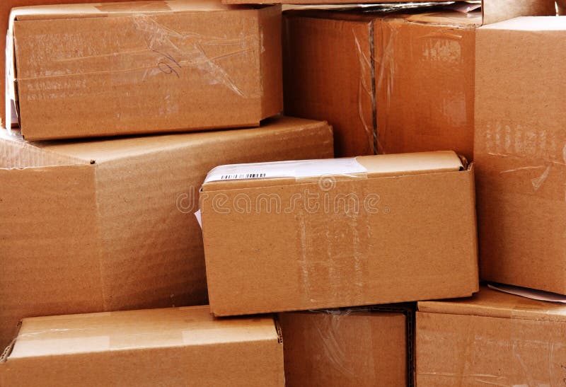 Used Cardboard Boxes. stock image. Image of inventory - 63660303