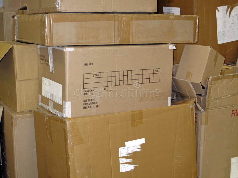 Used Cardboard Boxes. stock image. Image of inventory - 63660303