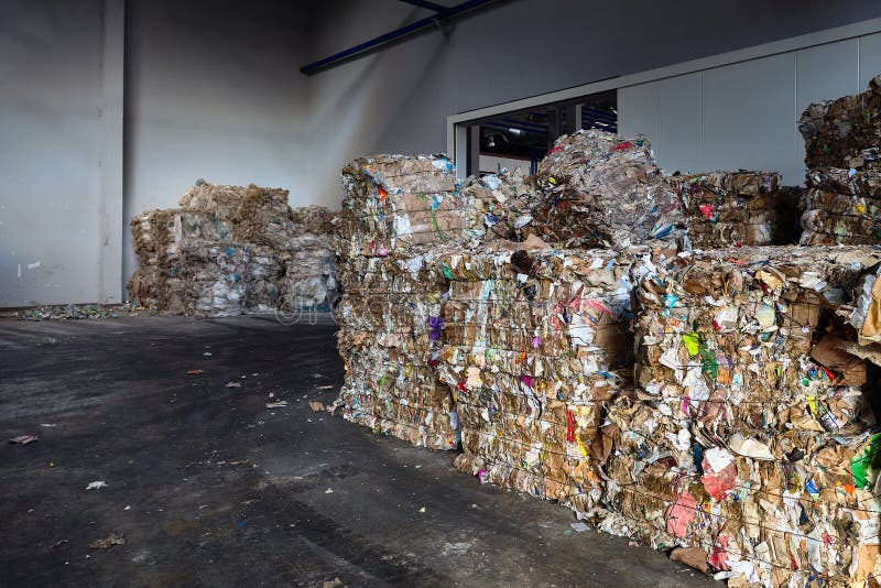 Used Cardboard Polyethylene and Plastic Pressed into Bales at Finished ...