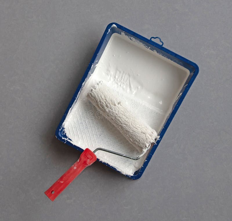 Red Paint Tray, Empty and Ready To Be Used Stock Image - Image of home ...
