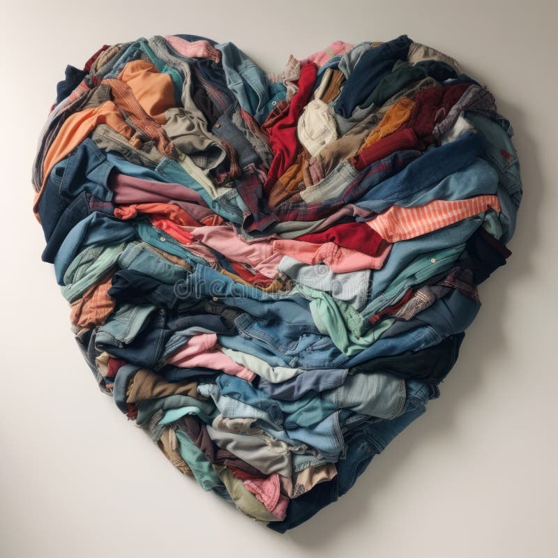 Used Clothes Folded To Form a Heart Generative AI Stock Illustration ...