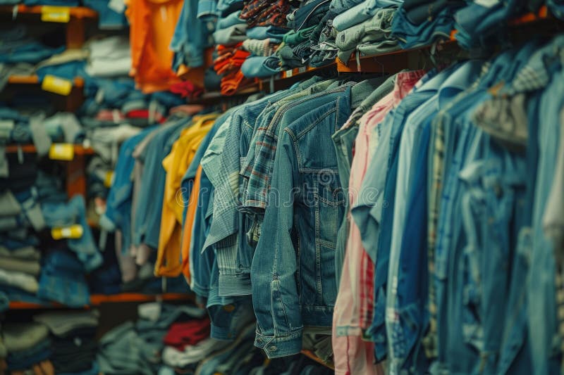 Used Clothes in a Second Hand Store Stock Image - Image of waste ...