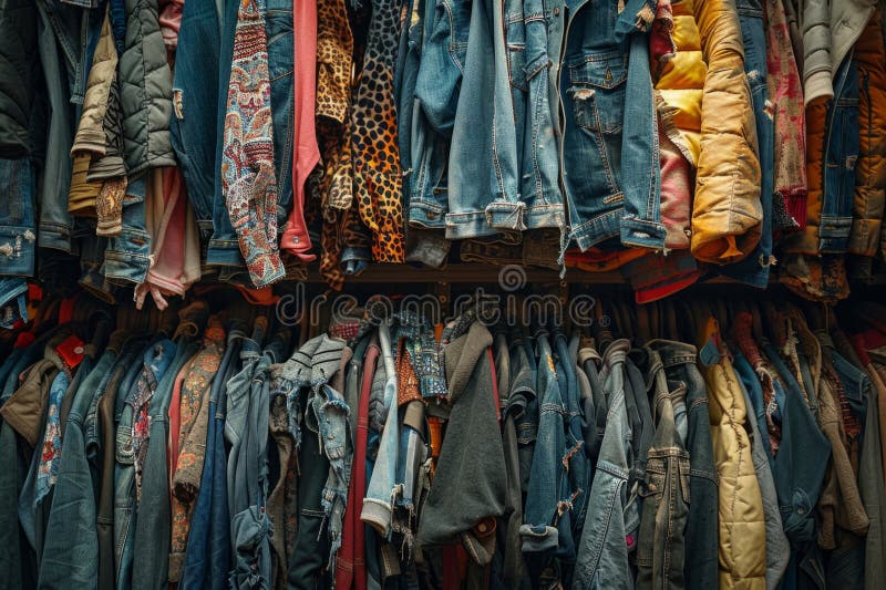 Used Clothes in a Second Hand Store Stock Image - Image of used, shirts ...