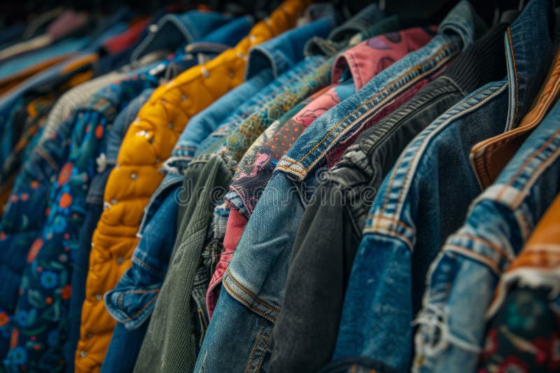 Used Clothes in a Second Hand Store Stock Photo - Image of design, heap ...