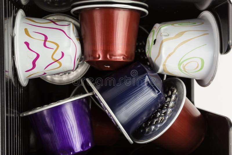 Used coffee capsules stock image. Image of violet, coffee - 89743681