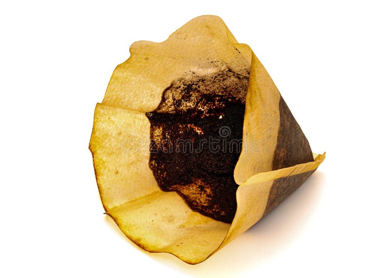 Used Coffee Filter on White Stock Photo - Image of drink, organic ...