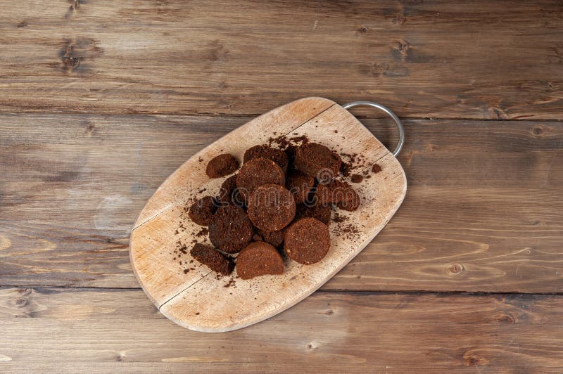 Used Coffee Grounds from Espresso Machine. Recycling Compost Container ...