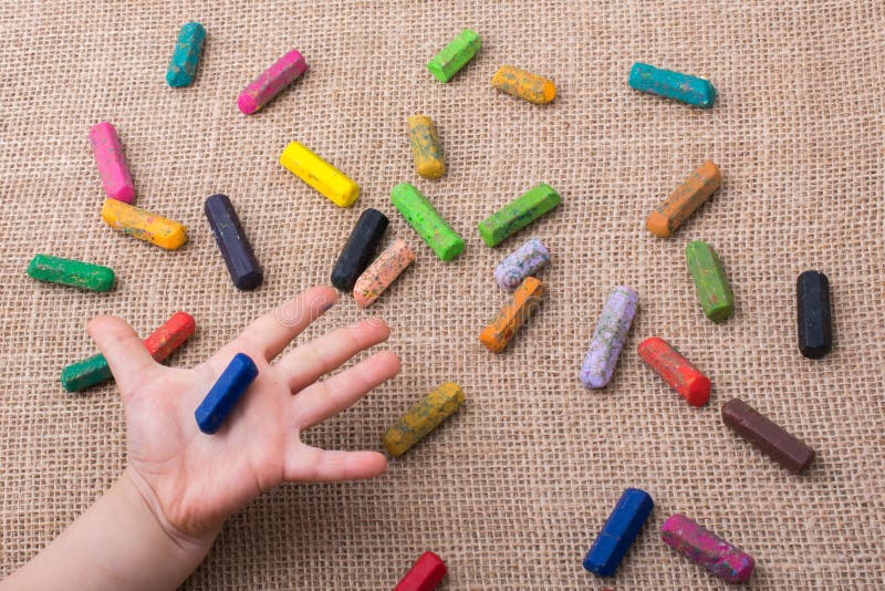 Used Color Crayons and a Toddlers Hand Stock Image - Image of hand ...