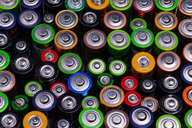 Used Different Batteries. Close-up. View from Above. Waste Sorting ...