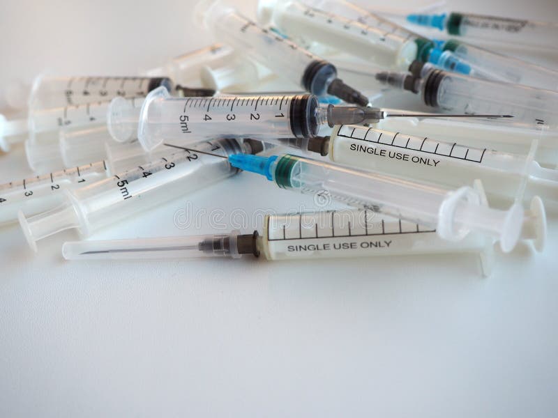 Used Disposable Syringes of Different Sizes Stock Image - Image of ...