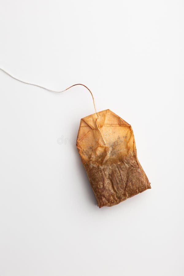 Used Dried Up Tea Bag on a White Background Stock Image - Image of ...
