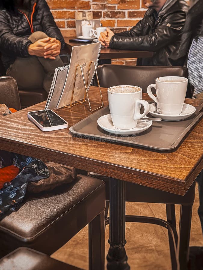 Used Empty Coffee Cups on a Table. Enjoying Coffee and Conversation at ...