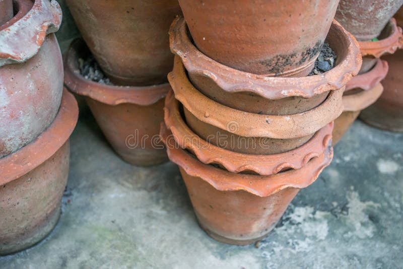 Used Flower Pots on the Floor in Warehouse Stock Image - Image of ...
