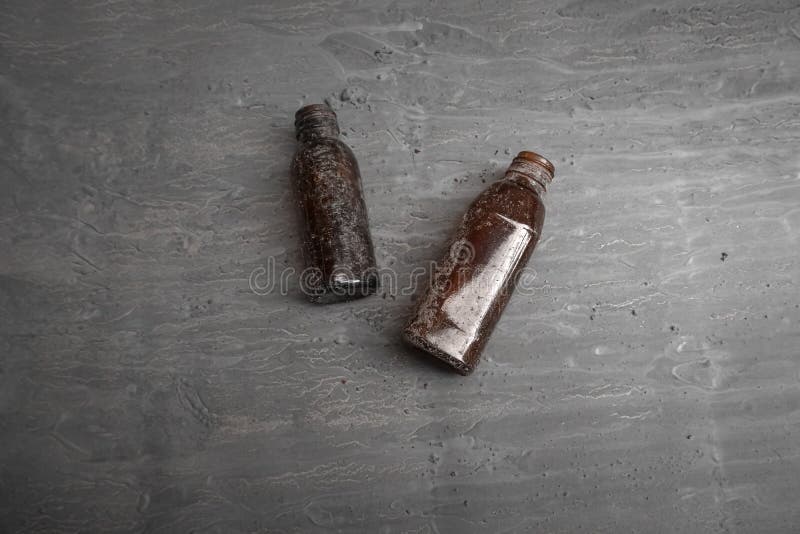 Used Glass Bottles on the Floor Stock Image - Image of animal, number ...