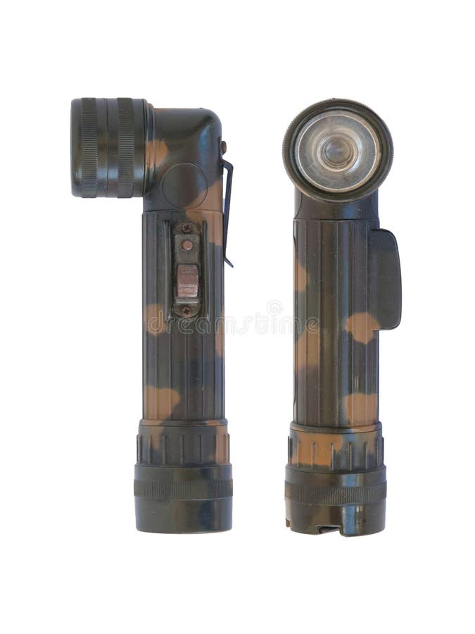 Military Flash Light Isolated White Stock Photo - Image of design, hand ...