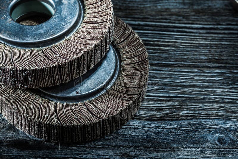 Used Grinding Discs on Vintage Wooden Board Stock Image - Image of ...
