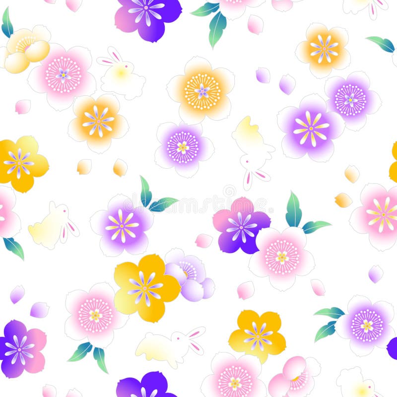 Seamless Pattern of the Cherry Tree Which is Beautiful with Japanese ...