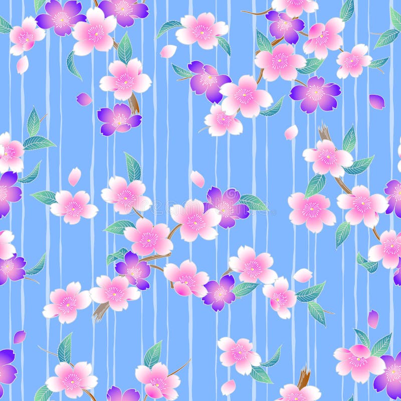 Seamless Pattern of the Cherry Tree Which is Beautiful with Japanese ...