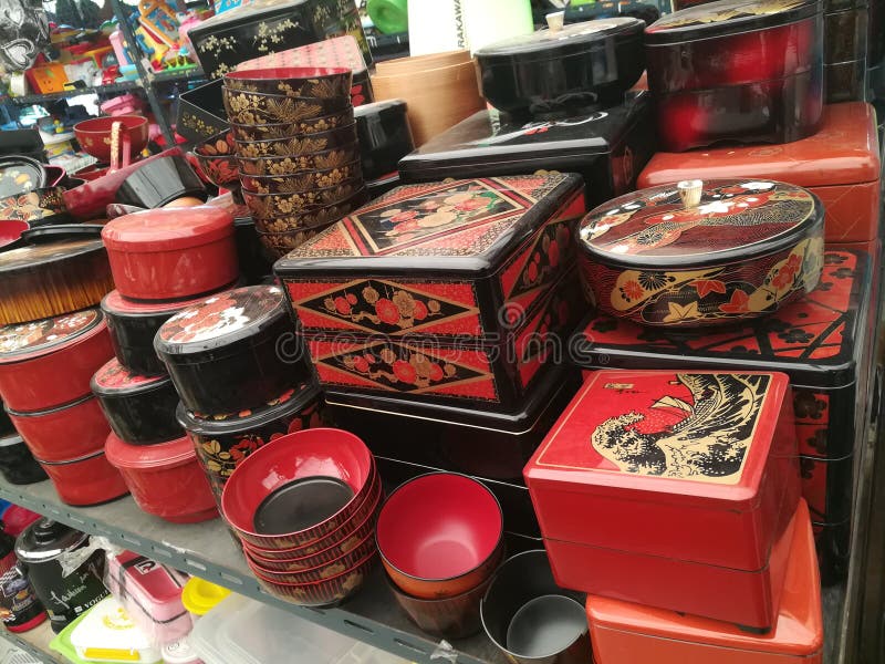 Used Kitchenware from Japan, Rice Bowls, Dishes, Cutlery. Stock Image ...