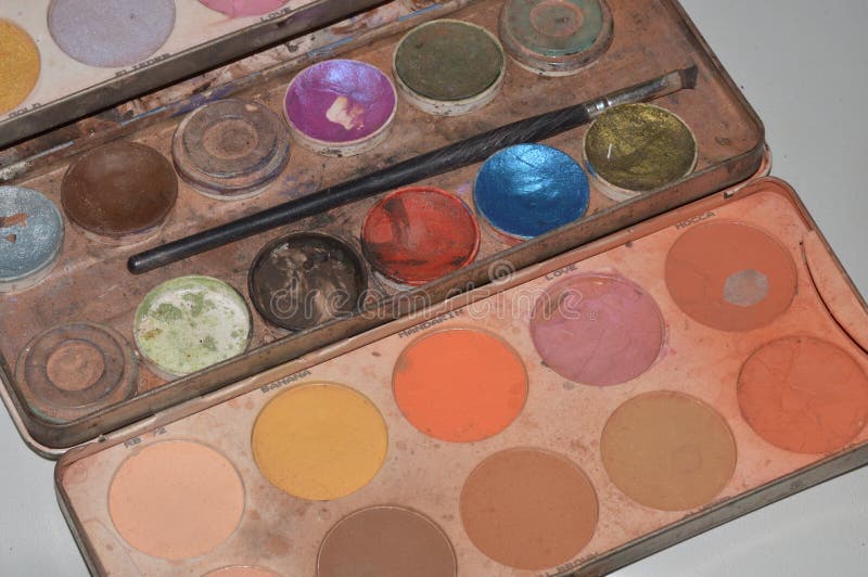 Used makeup kit stock image. Image of makeup, colors - 62072243