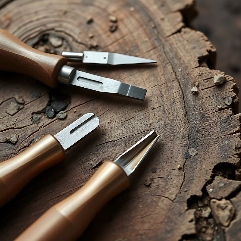 Used Milling Tools with Slight Wear Marks Arranged Artistically on a ...