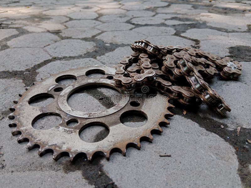 Used Motorcycle Gears and Chains Editorial Stock Image - Image of ...